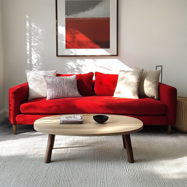 red sofa colour scheme